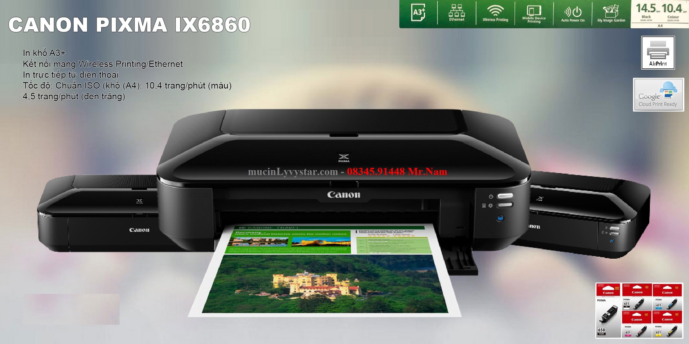 Máy in 5 màu A3 canon ix6860/6770 in thiệp cưới siêu nhanh